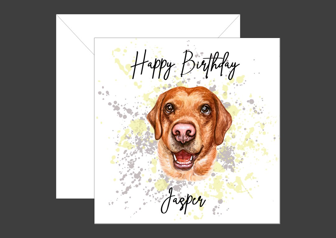 Golden Labrador Birthday Card, Dog Breed Birthday Card, Birthday Card ...