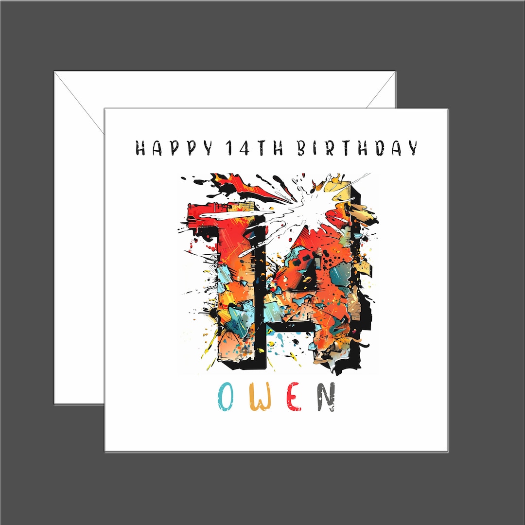 Personalised 14th Birthday Card, Birthday Card, 14, Fourteen, Son ...