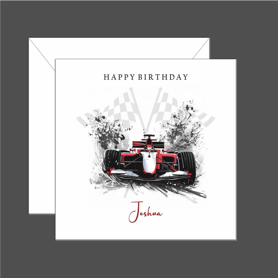 Personalised Birthday Card, Boy Birthday Card, Racing Birthday Card ...