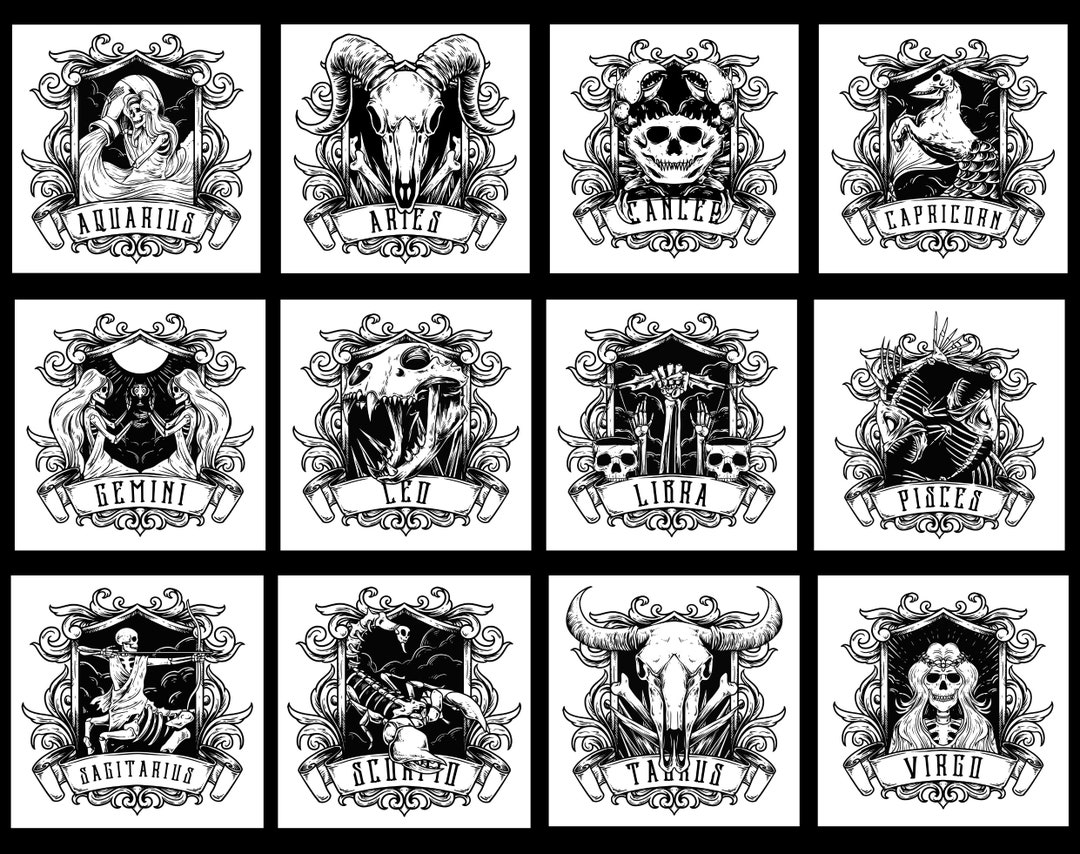 Gothic Star Sign Birthday Card, Zodiac Signs, Astrology Zodiac ...