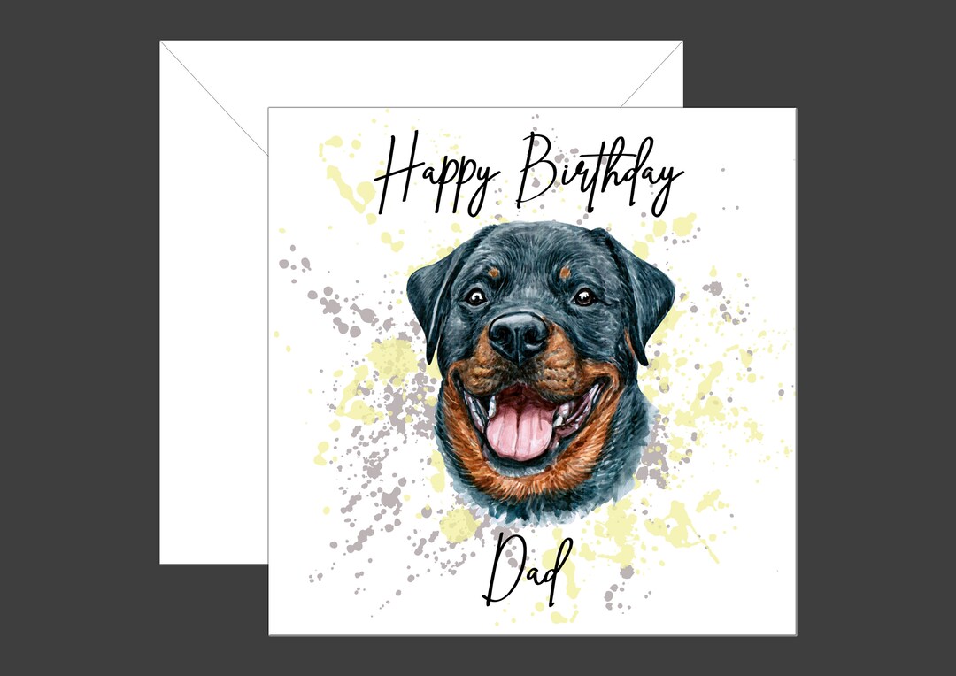 Rottweiler Dog Birthday Card, Dog Breed Birthday Card, Birthday Card ...