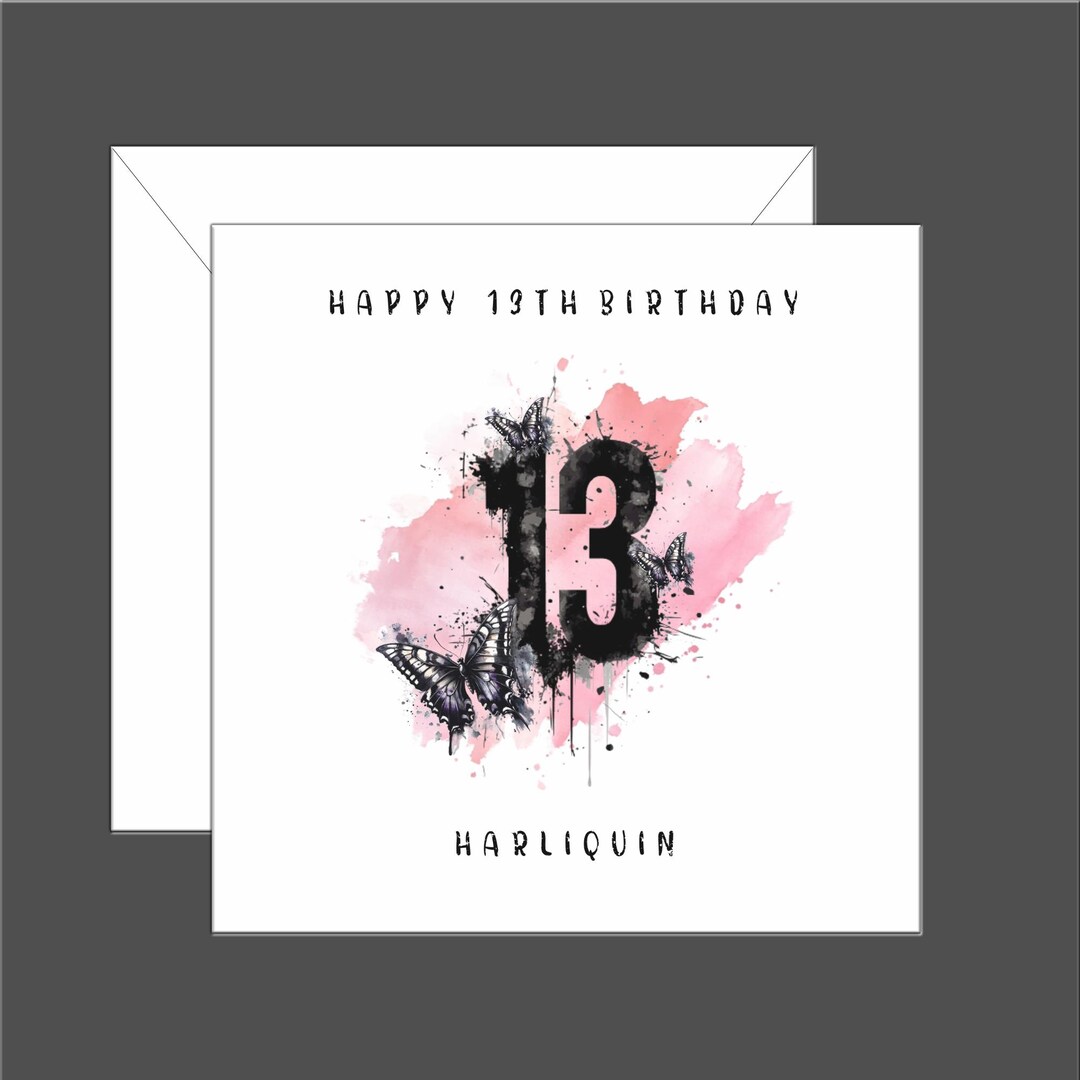 13th Birthday Card for Her, Personalised, Gothic , 13, Thirteen ...