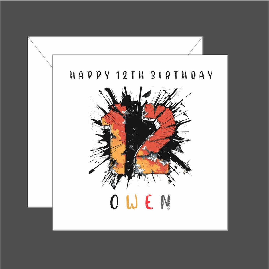 Personalised 12th Birthday Card, Birthday Card, 12, Twelfth, Son ...