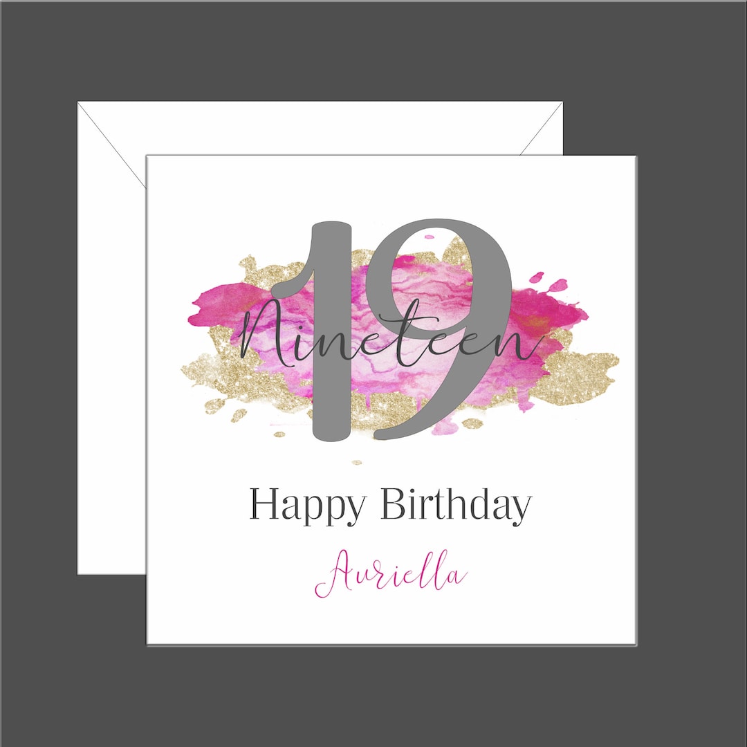 Personalised 19th Birthday Card, Birthday Card, Happy 19th, 19, Nineteen, Son, Daughter ...