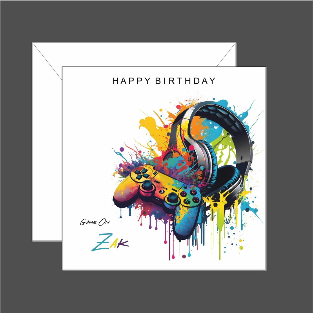 Personalised Birthday Card, Boy Birthday Card, Gaming Birthday Card ...