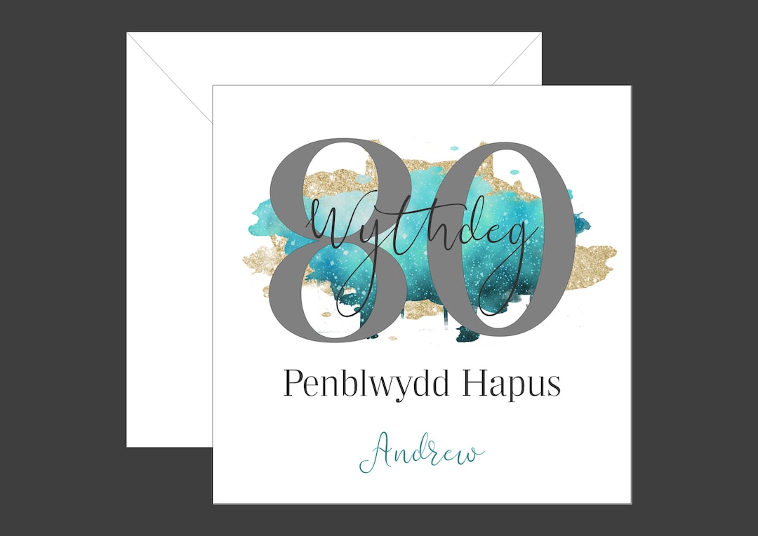 Penblwydd Hapus 80 Oed, Welsh 80th Birthday Card, Mamgu, Nain, Modryb ...