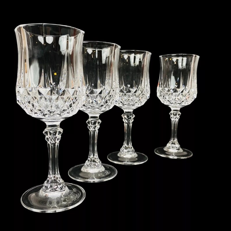 Vintage 90s Set of 4 Cristal D'arques Longchamp 24% Lead Crystal Water ...