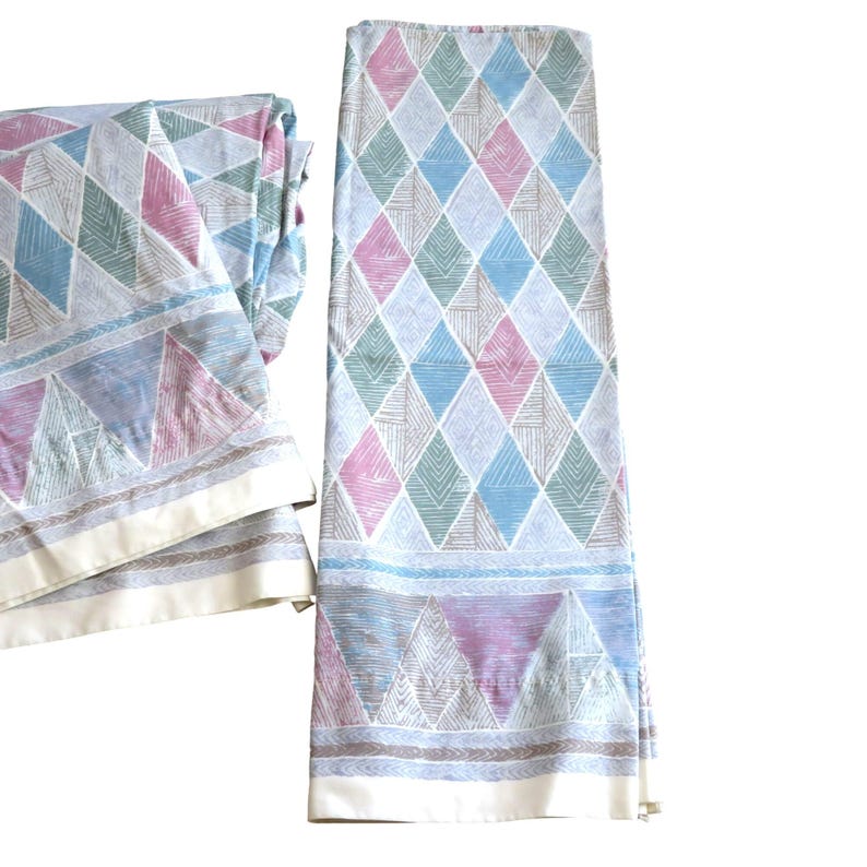 Vintage Westpoint Stevens Full Double Sheet Set 4pc Multicolor Diamonds ...