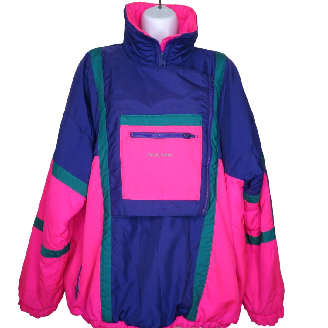 Retro Ski Jacket SUNICE 90s Neon Pink VINTAGE Winter Large Size 12 ...