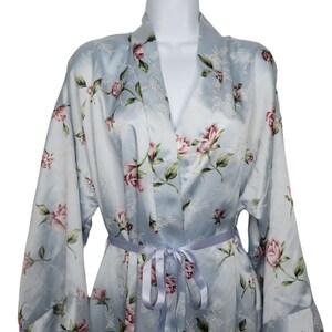 Vintage 80s Private Luxuries Blue Floral Dressing Bath Robe Medium ...