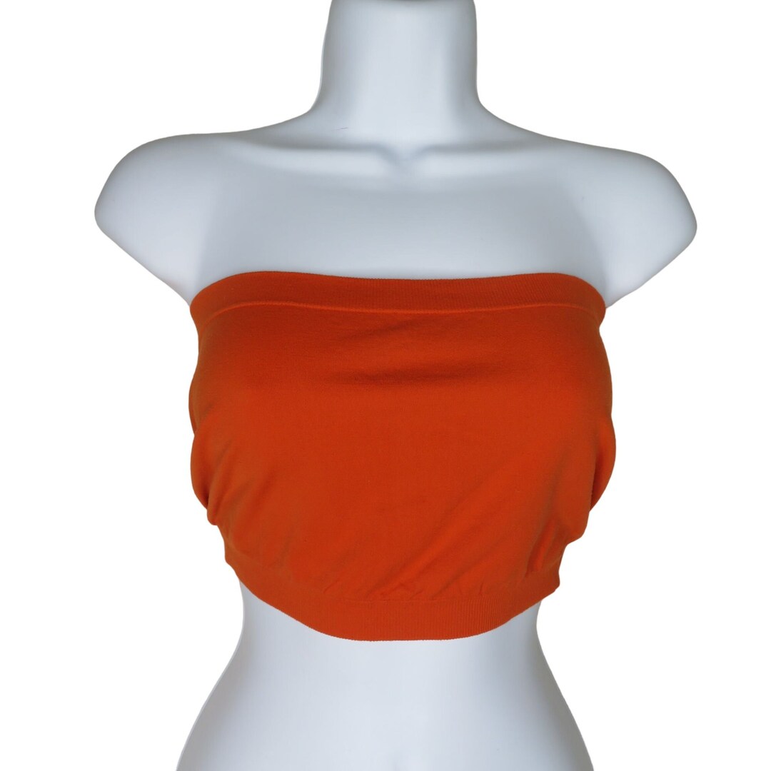 Vintage 90s Y2K Orange Tube Top Womens One Size Mod Hipster Nylon ...