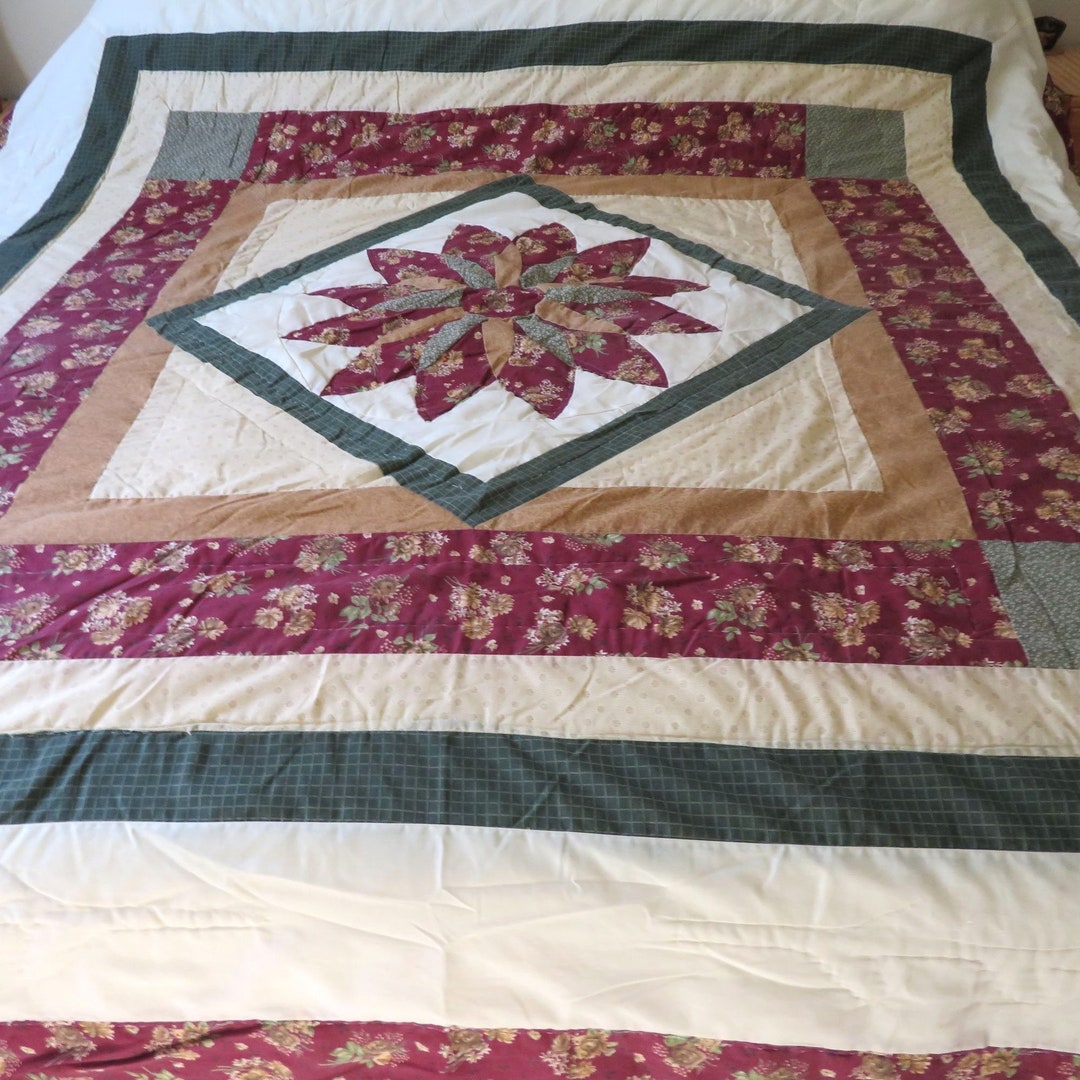Vintage Sunflower Patchwork Quilt Set: Full/queen Country Cottage Decor ...