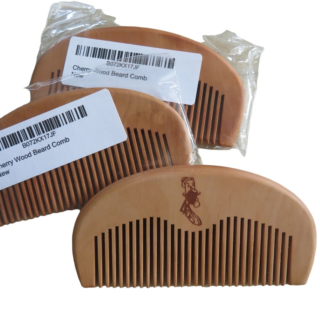 Cherry Wood Beard Mustache Comb Men's Grooming Handheld Comb New ...