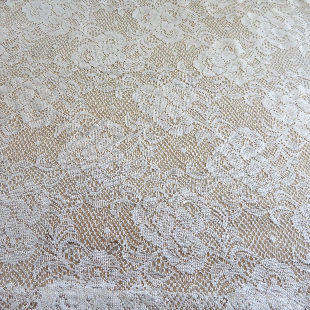 Vintage Sheer White Lace Curtain 1 Panel 82 Inches Long Floral USA Made ...