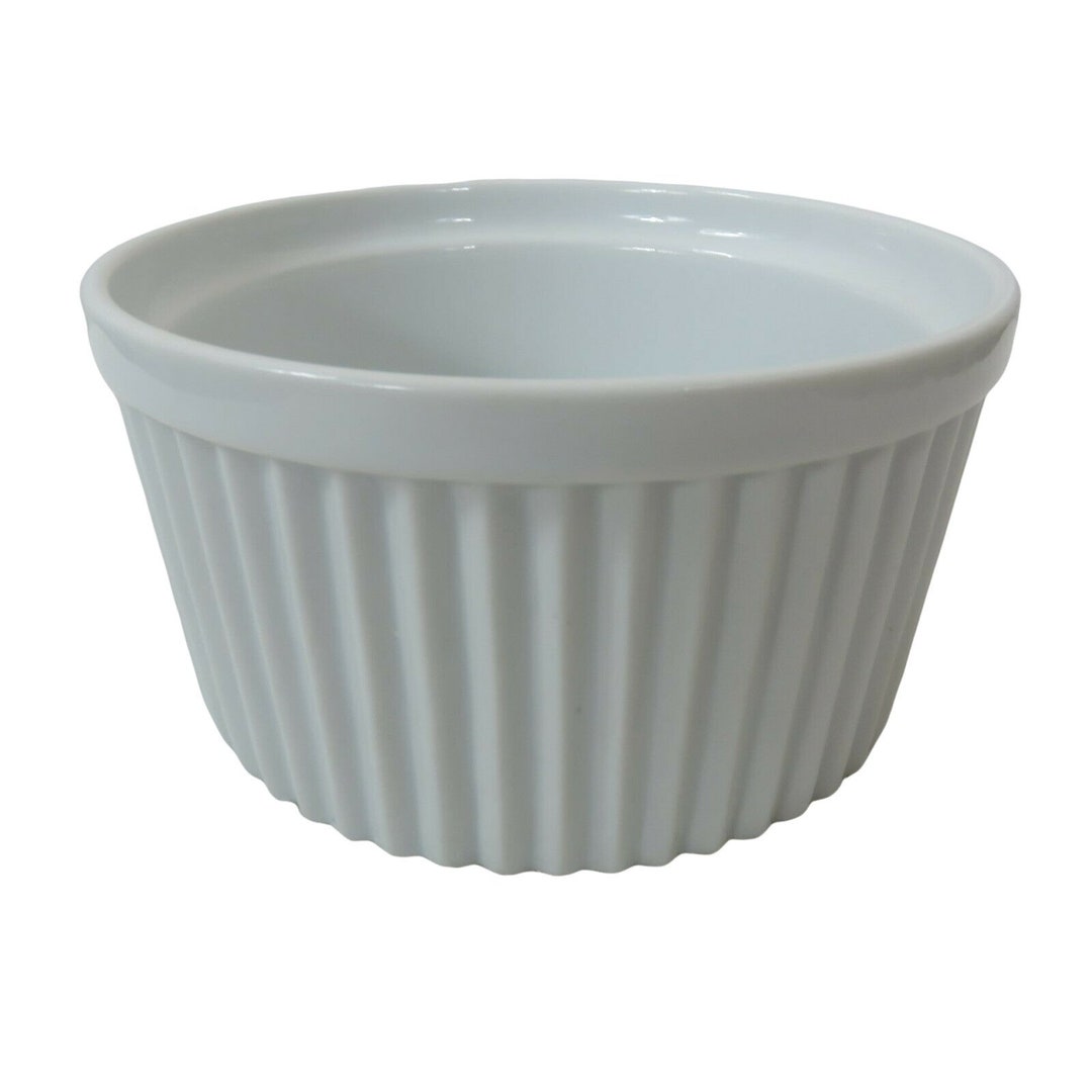 BODUM Souffle Bakeware White Porcelain Ribbed Ramekin Dish 6.5" New Old ...