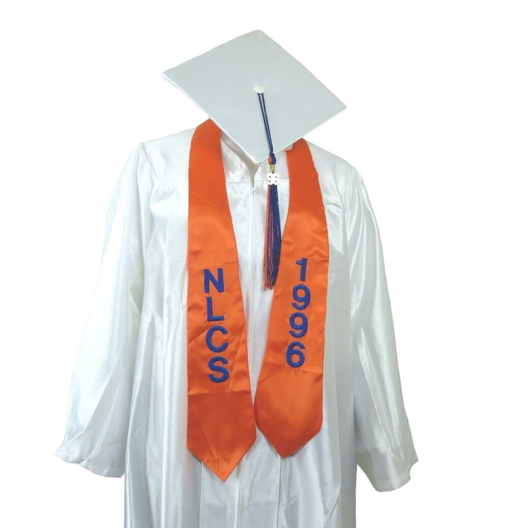 Vintage 1996 White Graduation Cap Gown Tassel Sash Halloween Costume - Etsy