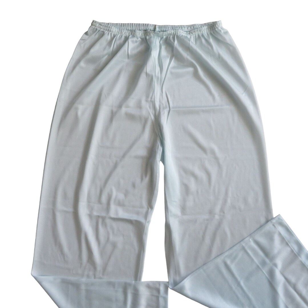 Vintage Sears Nylon Pajama Pants M Light Blue High Elastic Waist Made ...
