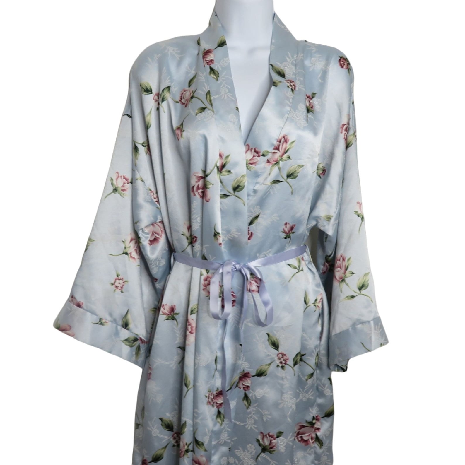 Vintage 80s Private Luxuries Blue Floral Dressing Bath Robe - Etsy