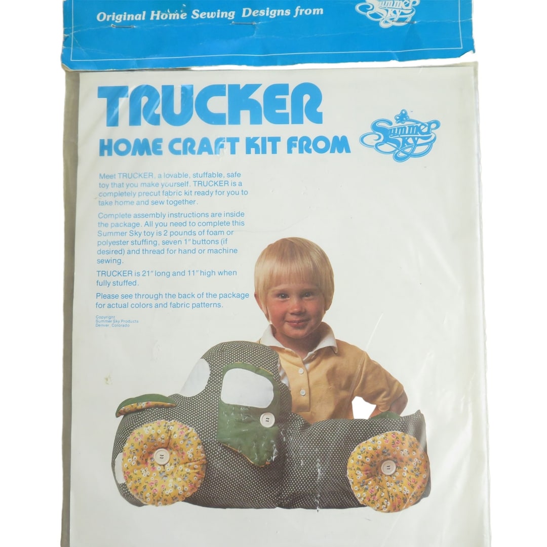Vintage Stuffed Truck Plush Toy Trucker Home Craft Kit Summer Sky Adult ...