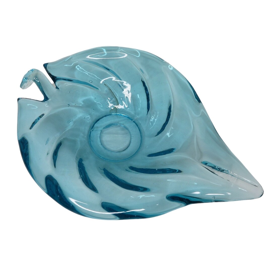 Art Glass Hand Blown Bird Swan Bowl Dish Blue Vintage Mid Century ...