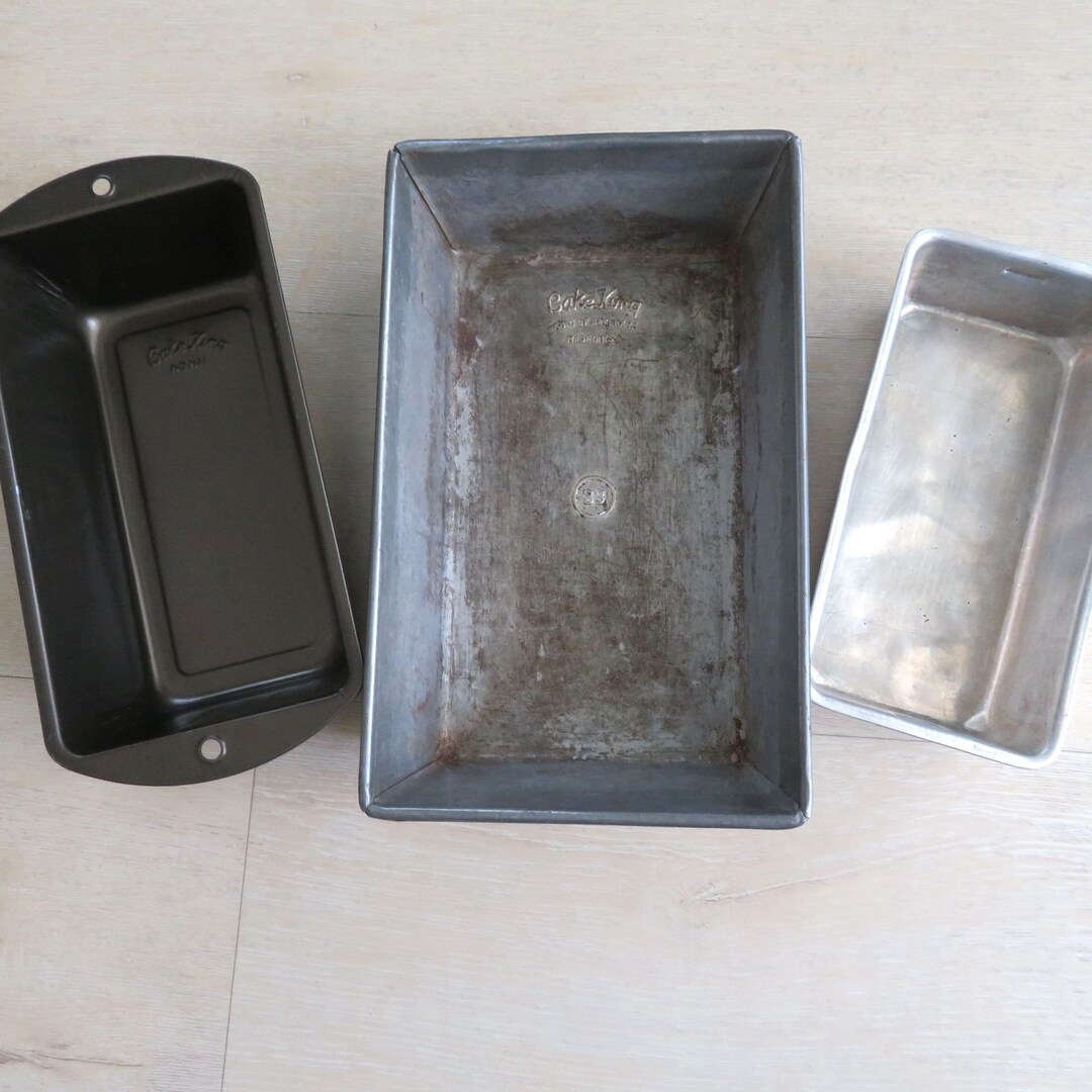 Vintage Lot of 3 Bake King Bakeware Metal Bread Loaf Baking Pan Folded ...