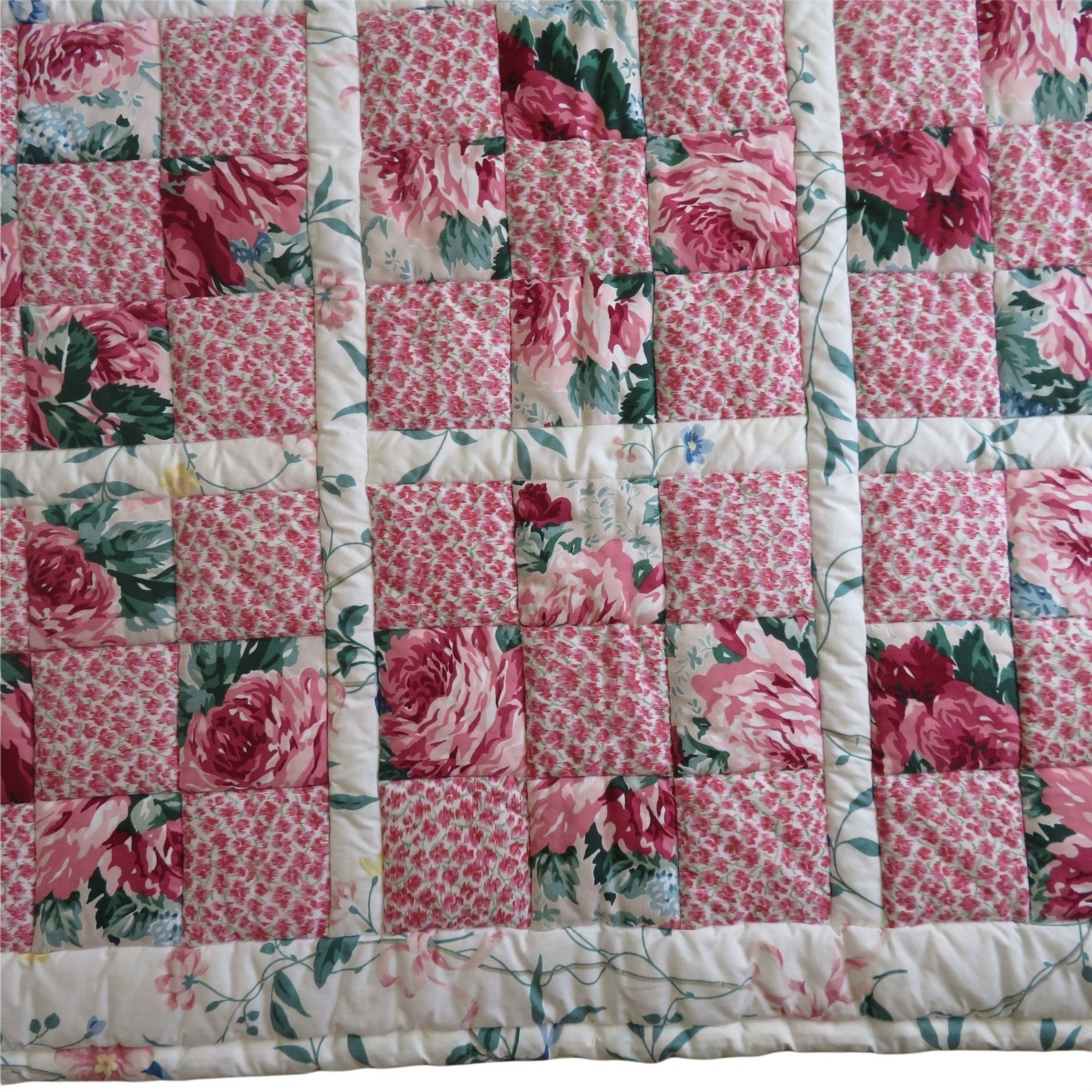 Handmade Vintage Floral Patchwork Quilt Reversible Throw - Etsy