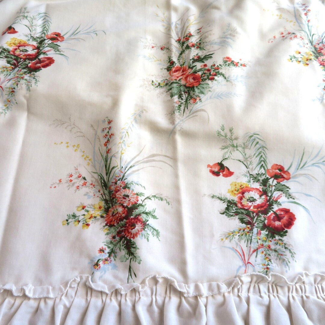 Vintage Muslin Sheet Set 1 Twin Fitted 1 Standard Ruffle Pillow Sham ...