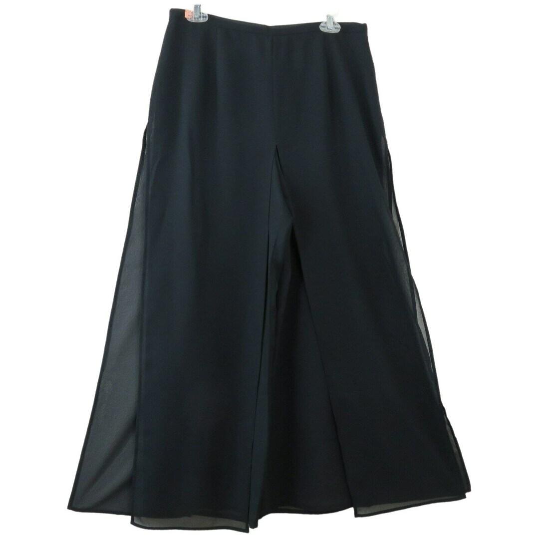 MSK Black Wide Leg Fly Away Pants Small Sheer Overlay Palazzo - Etsy