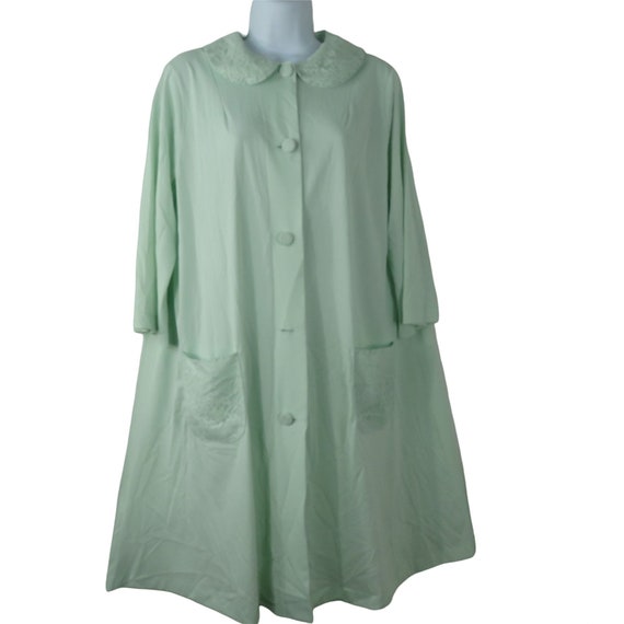 Vintage 50s Shadowline Pale Mint Green Robe XS Nylon … - Gem