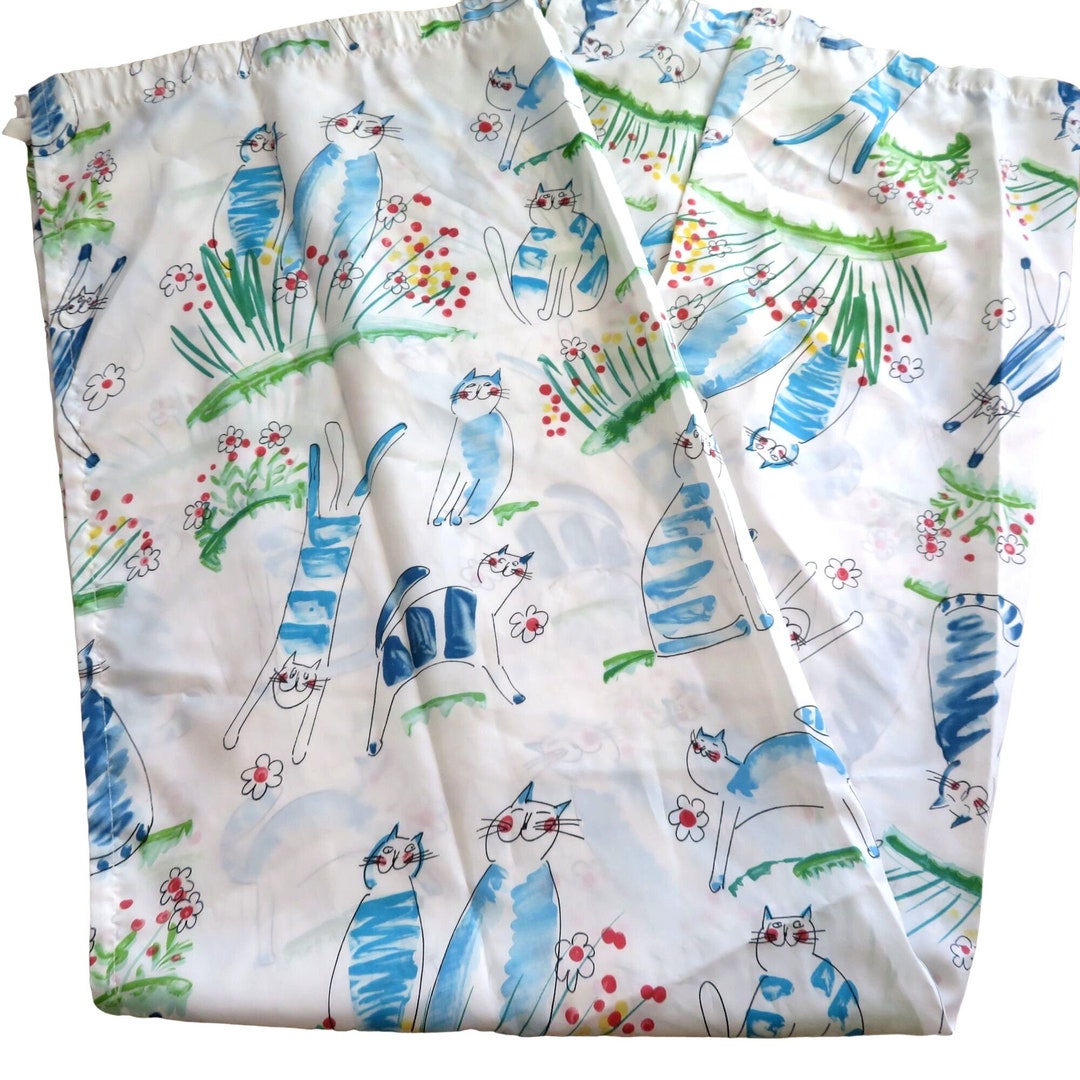 Vintage Springs Home Fabric Shower Curtain Multicolor Cats Polyester ...