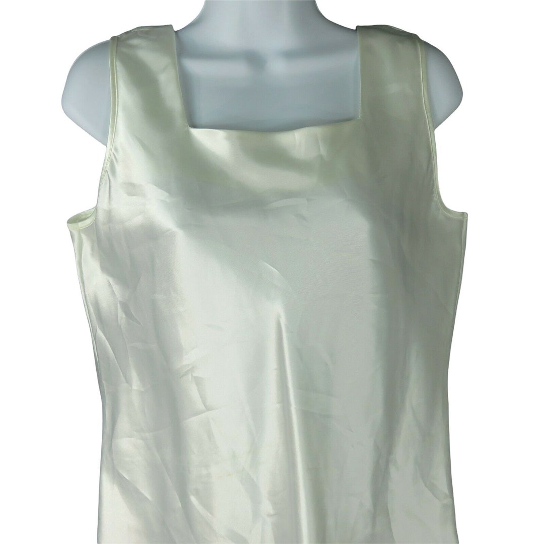 Vintage BALI White Satin Shell Camisole Tank Top M Polyester Lingerie ...
