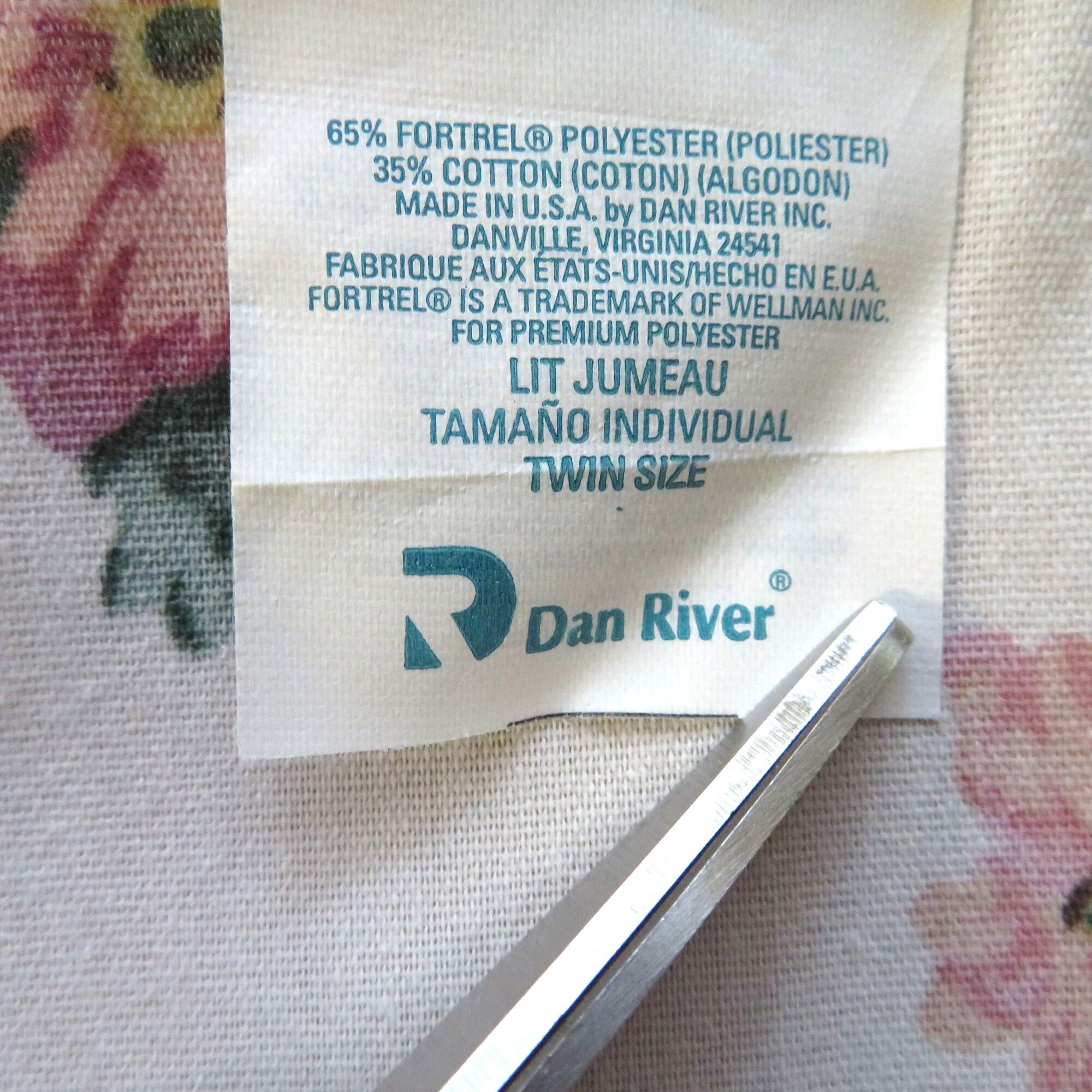 Vintage Dan River Twin Sheet Set Flat Fitted White Pink Floral - Etsy