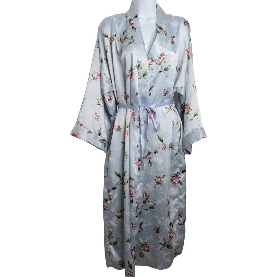 Vintage 80s Private Luxuries Blue Floral Dressing Bath Robe - Etsy