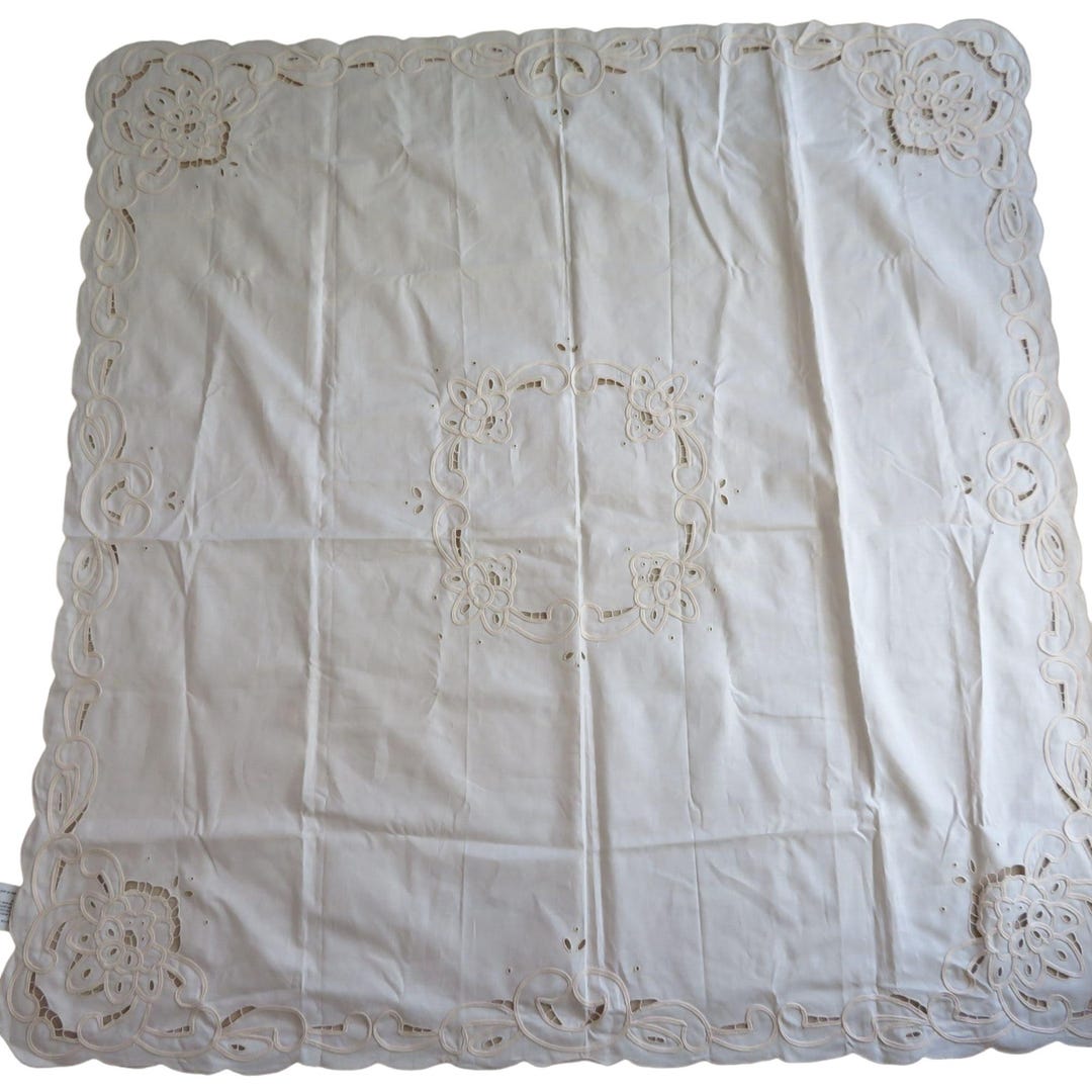 Vintage Battenburg Lace Tablecloth Biege 42 X 43 Cotton New Open ...