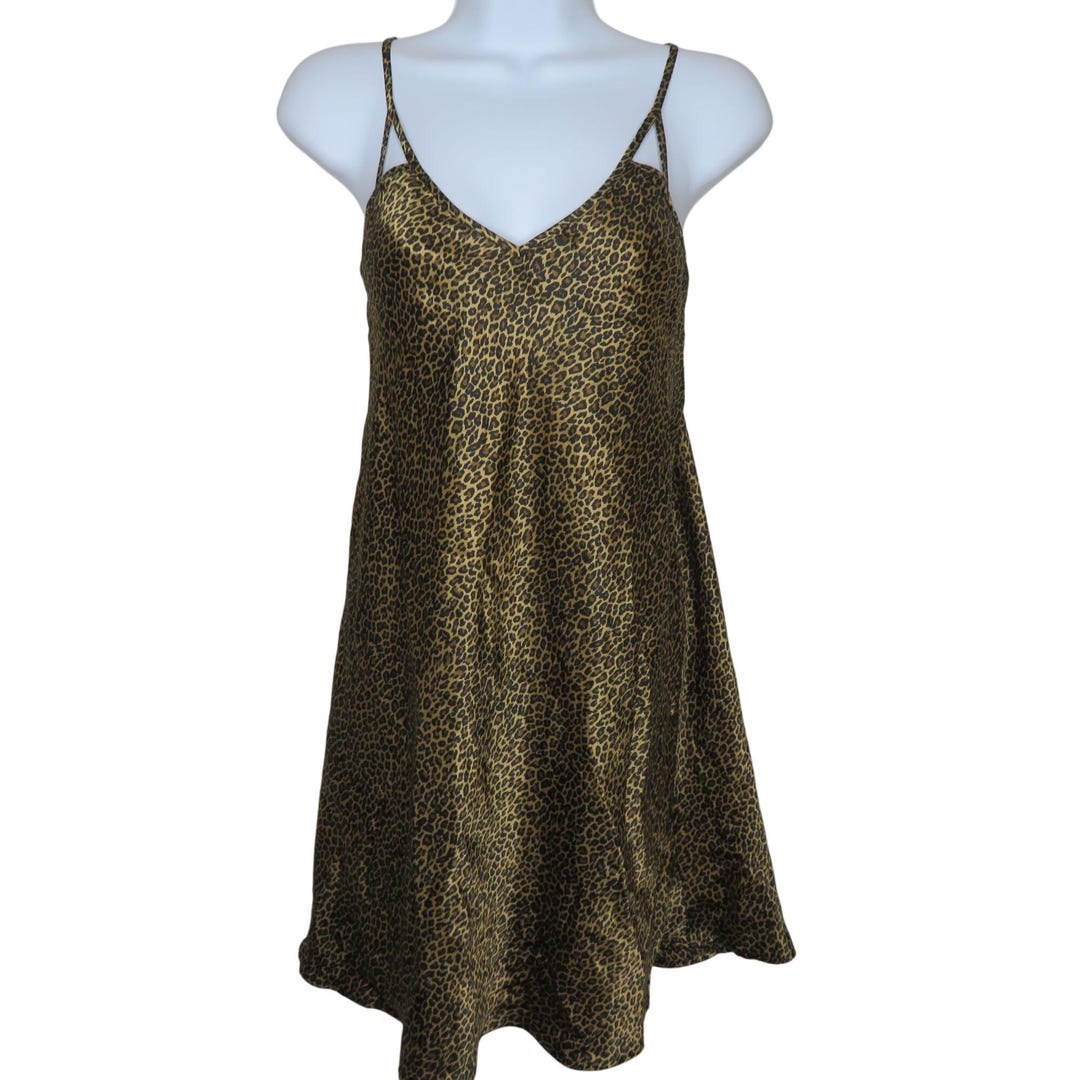 Vintage Morgan Taylor Intimates Leopard Print Satin Slip Nightgown ...
