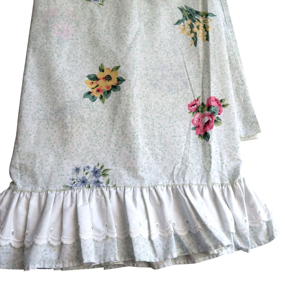 Vintage Westpoint Stevens Twin Ruffled Lace Floral Flat Sheet Percale ...