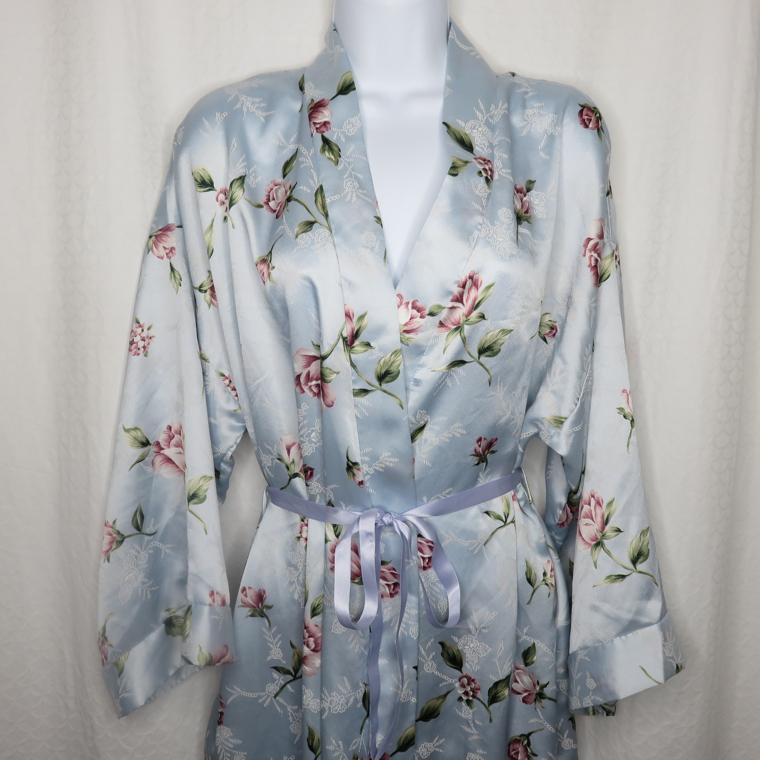 Vintage 80s Private Luxuries Blue Floral Dressing Bath Robe | Etsy