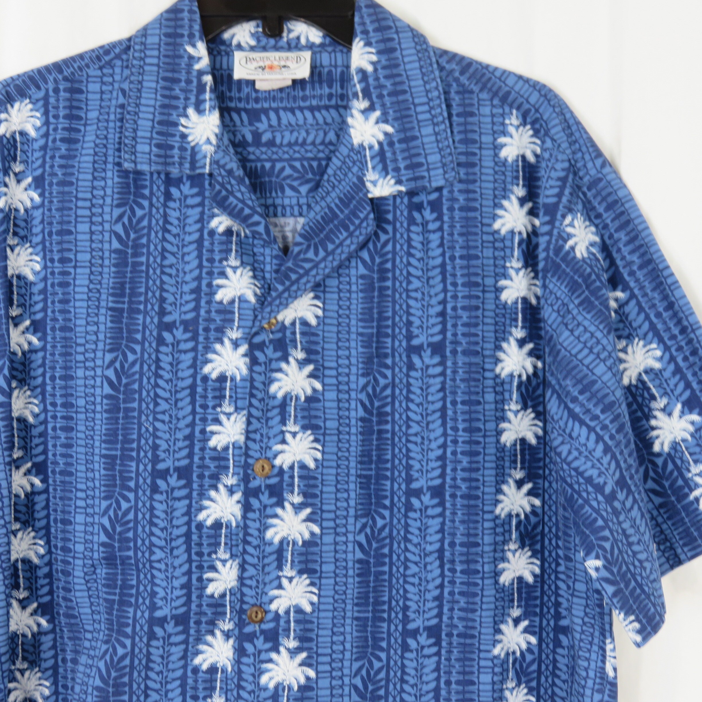 Pacific Legend Vintage 80s Aloha Shirt Mens Large Blue Tribal - Etsy