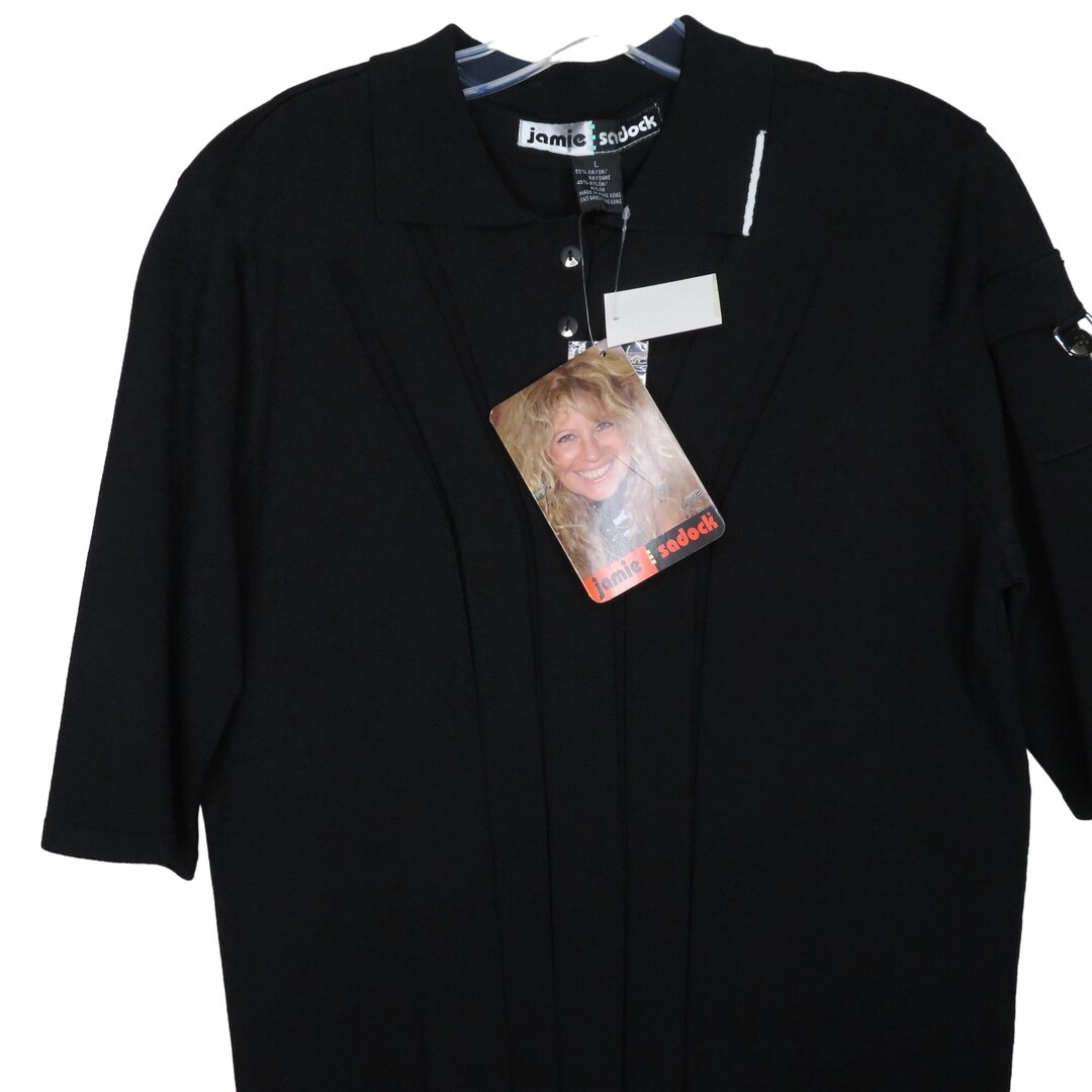 Vintage Jamie Sadock Womens Athletic Golf Tennis Polo Shirt L Jet Black ...