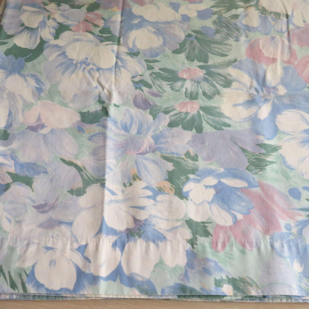 Vintage Pair of 2 Springmaid Blue Floral King Pillowcases No Iron ...