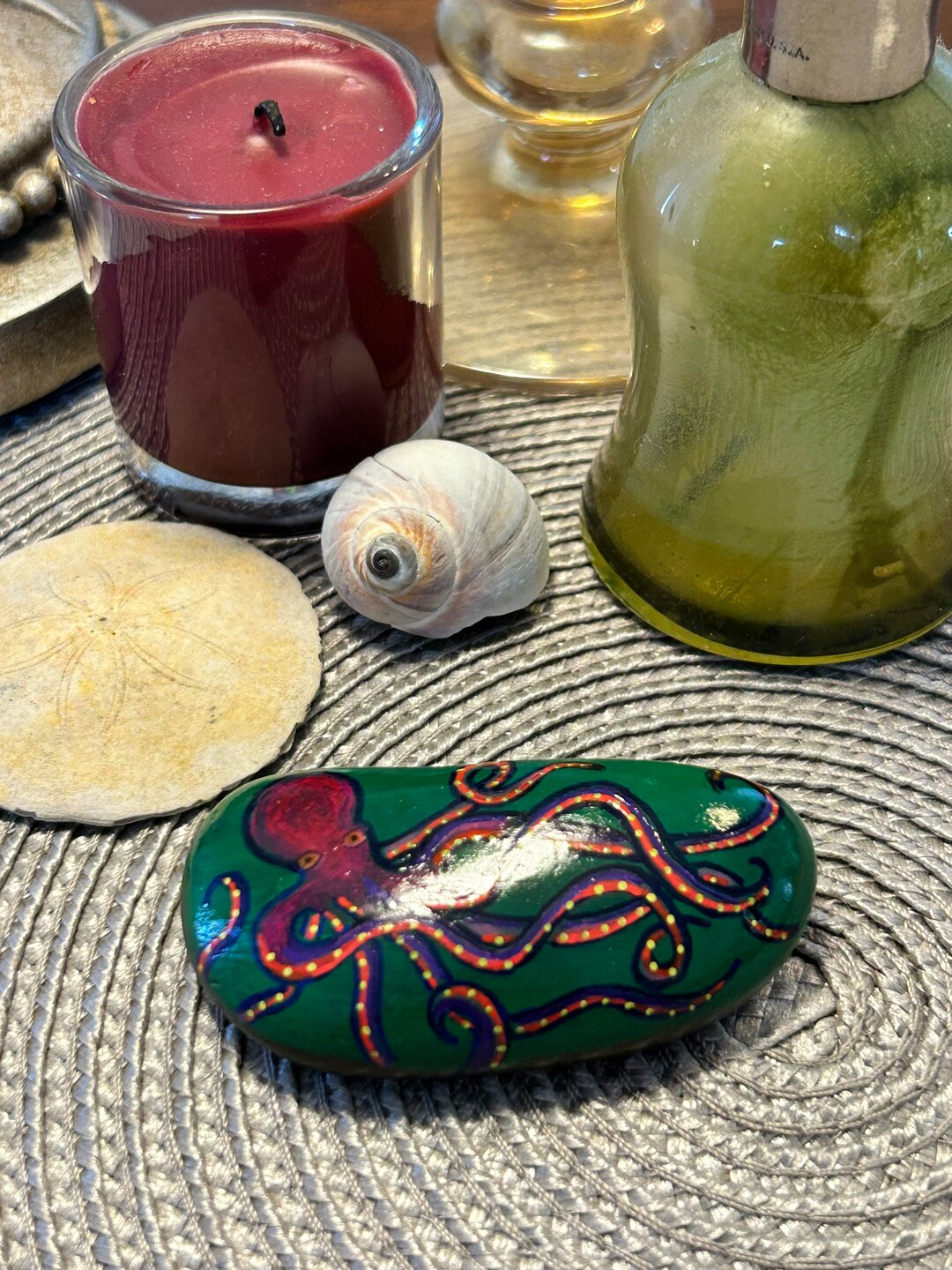 Octopus Painted Rock, Hot Pink Octopus, Animal Painted Stone, Home ...