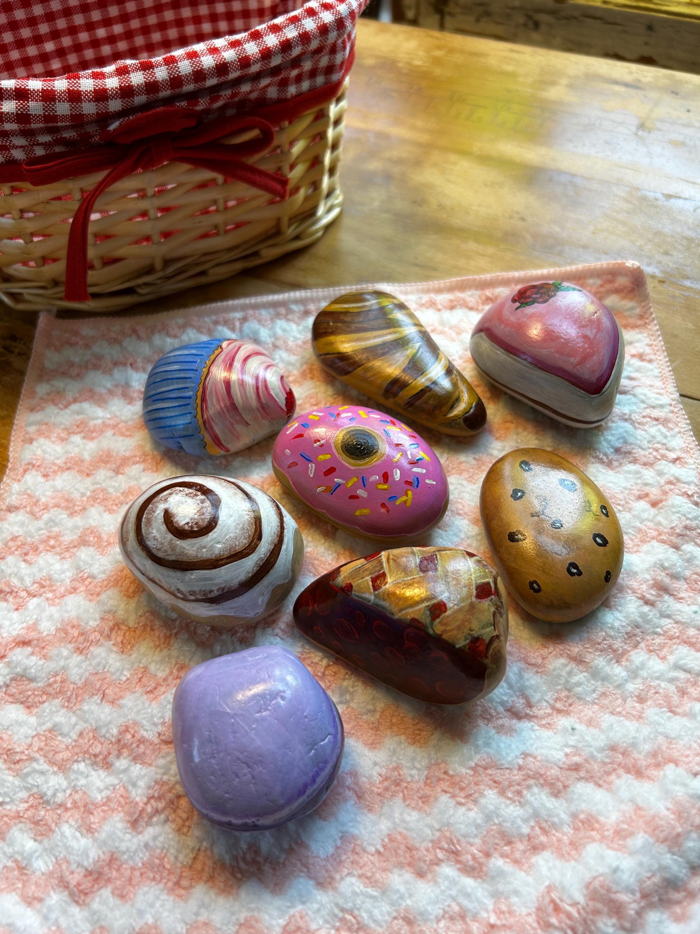 8 Hand Painted Food Rocks BAKERY Themed for Pretend Mud Kitchen Play - Etsy