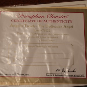 Seraphim Angels Angel's Touch "the Dedication Angel" #78122 COA - Etsy
