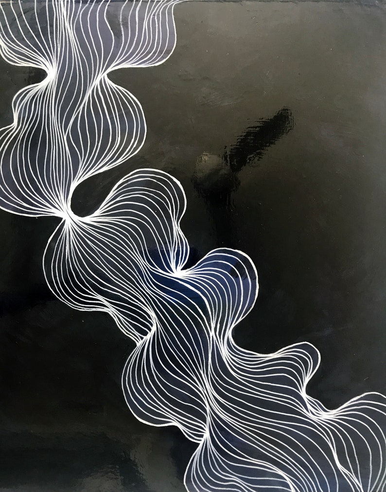 Abstract line art modern acrylic painting organic line shape | Etsy