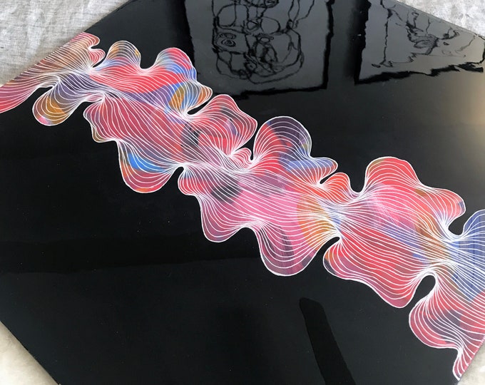 Abstract Line Art, Modern Acrylic Painting, Organic Line Shape Design ...