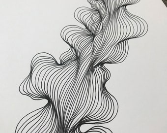 original line drawing black and white modern line art organic line ...