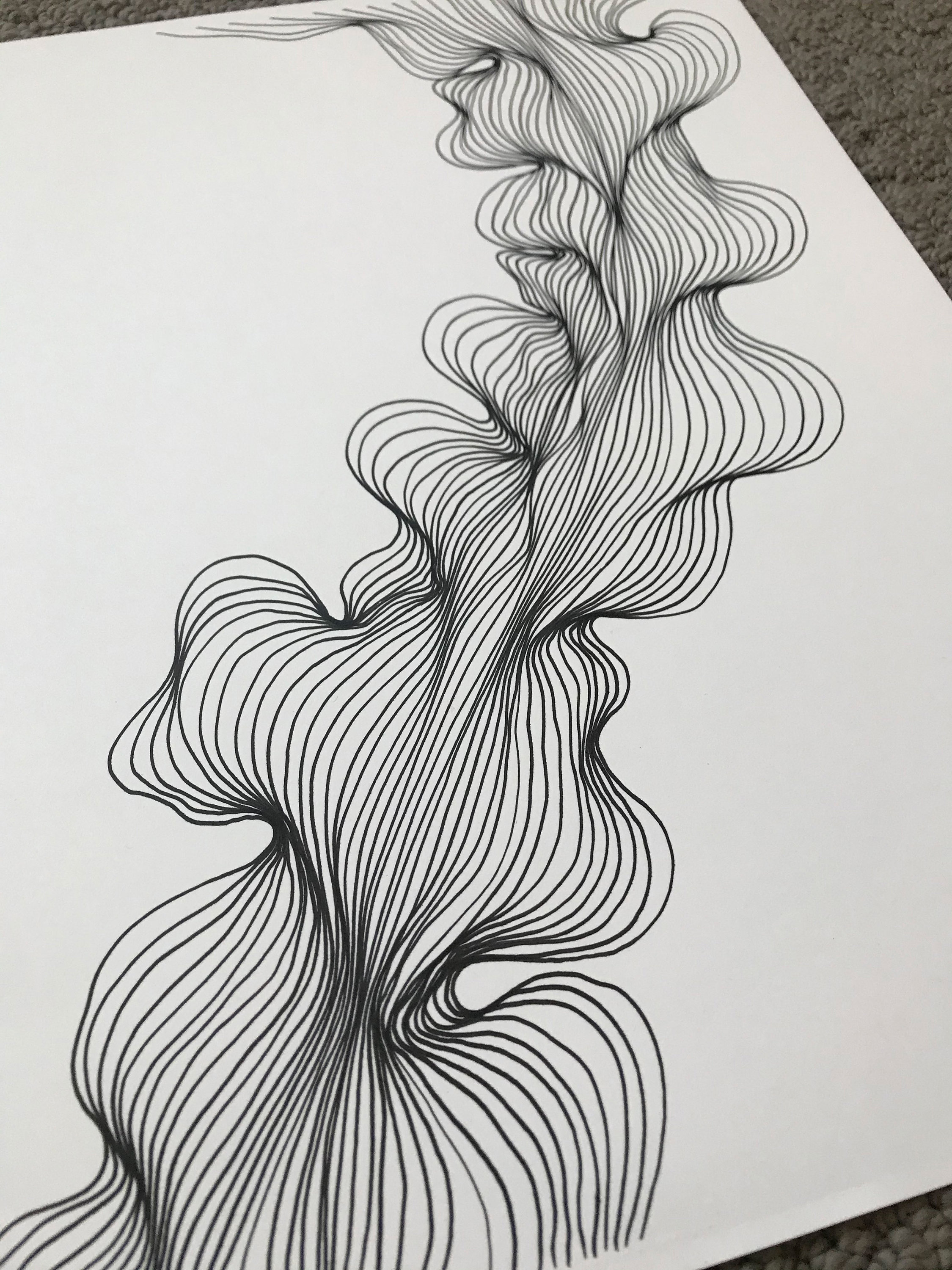 original line drawing black and white modern line art organic line ...