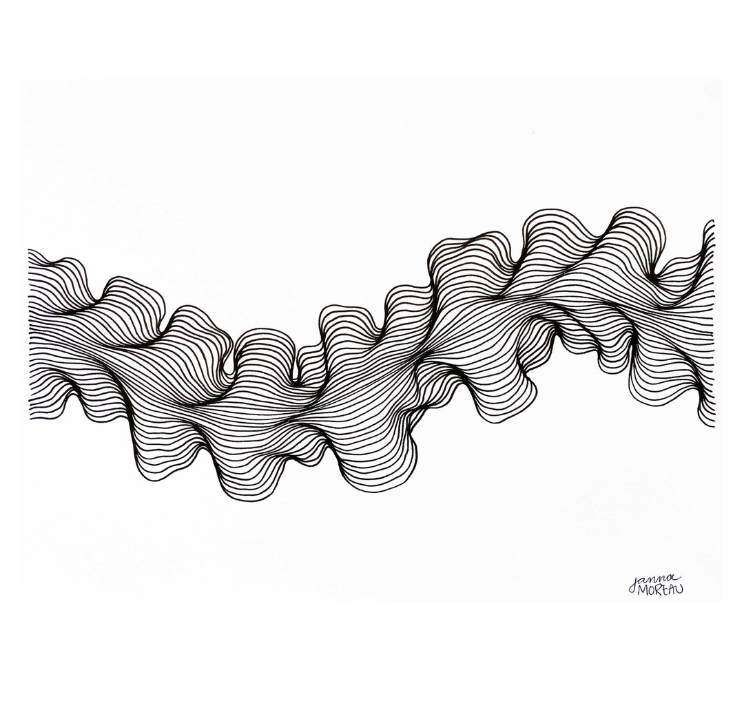 Original Line Drawing / Black and White Modern Line Art / Organic Line ...