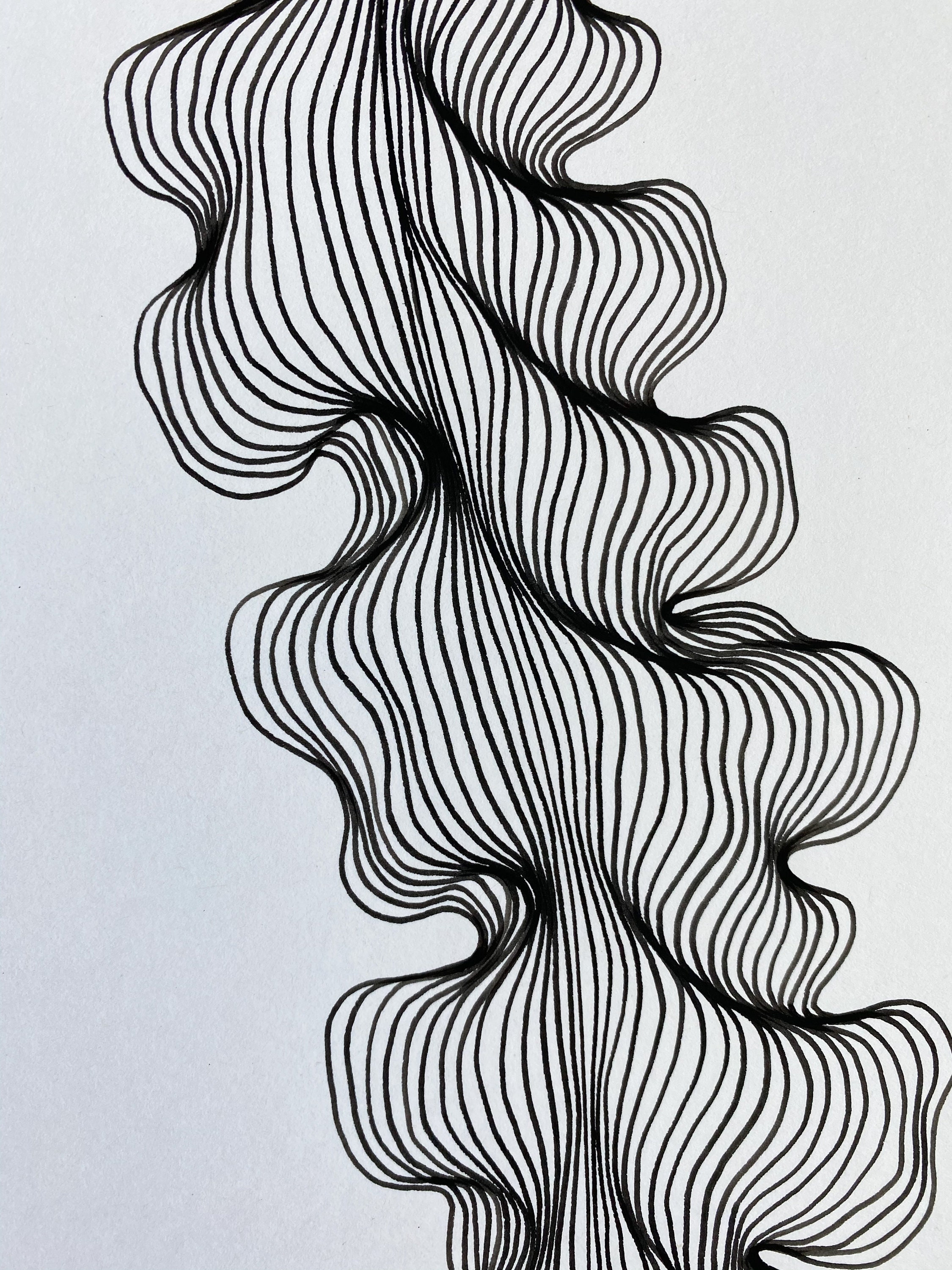 Original Line Drawing / Black and White Modern Line Art / Organic Line ...
