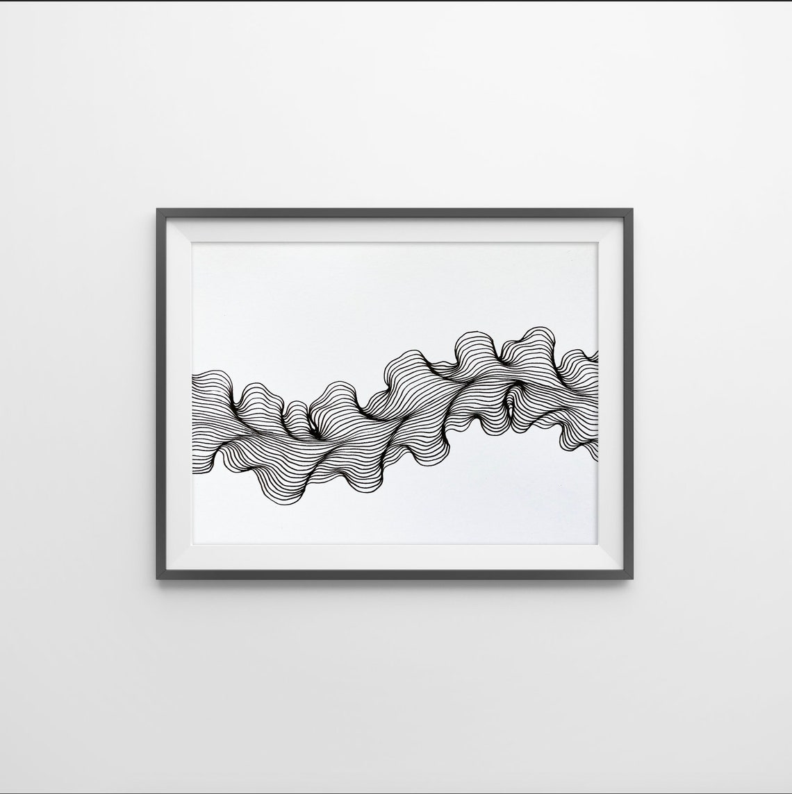 Original Line Drawing / Black and White Modern Line Art / Organic Line ...